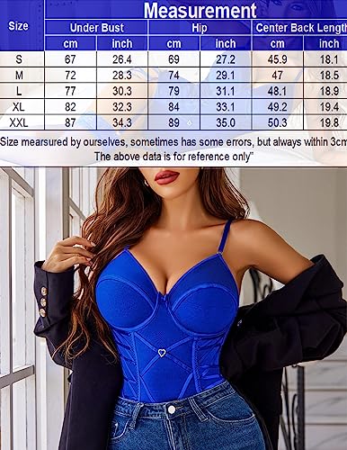 Avidlove One Piece Bodydoll Lingerie Underwire Silky Bodysuit Blue Lingerie M