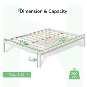 Novilla Metal Platform Bed Frame, Wood Slat Support, No Box Spring Needed, Easy Assembly, White, Full