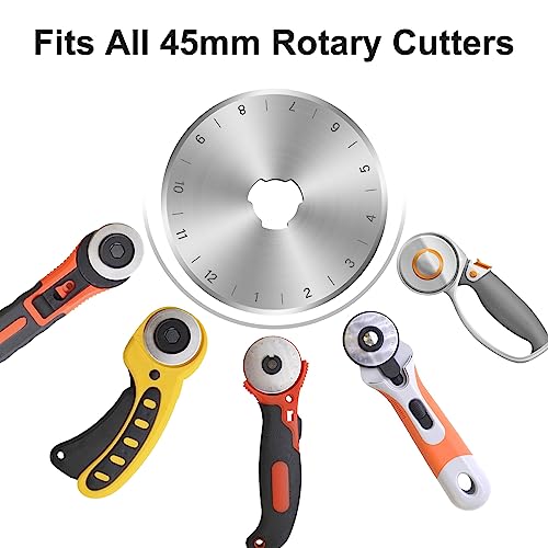 10 Pack Rotary Cutter Blades 45mm Wheel Cutter Blades by SSPONT, compatible with OLFA,DAFA,Truecut etc. Quilting Scrapbooking Sewing Arts Crafts, Sharp and Durable