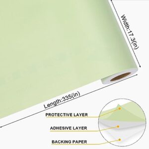 Fixwal 17.3" x 335" Contact Paper for Cabinets, Light Green Peel and Stick Wallpaper, PVC Removable Wallpaper Green Textured for Desk Drawer Shelf Liner