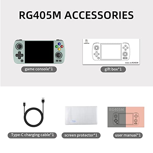 RG405M Retro Handheld Game Console 4 Inch IPS Touch Screen Android 12 CNC Aluminum Alloy Unisoc Tiger T618 Portable Video Player 128G 3172 Games Support OTA Update(DXR-RG405M-Grey)