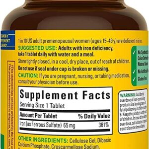 Nature Made Iron 65 mg (325 mg Ferrous Sulfate) Tablets, Dietary Supplement for Red Blood Cell Support, 365 Tablets, 365 Day Supply Bunde with Weekly Pill Organizer