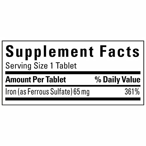 Nature Made Iron 65 mg (325 mg Ferrous Sulfate) Tablets, Dietary Supplement for Red Blood Cell Support, 365 Tablets, 365 Day Supply Bunde with Weekly Pill Organizer