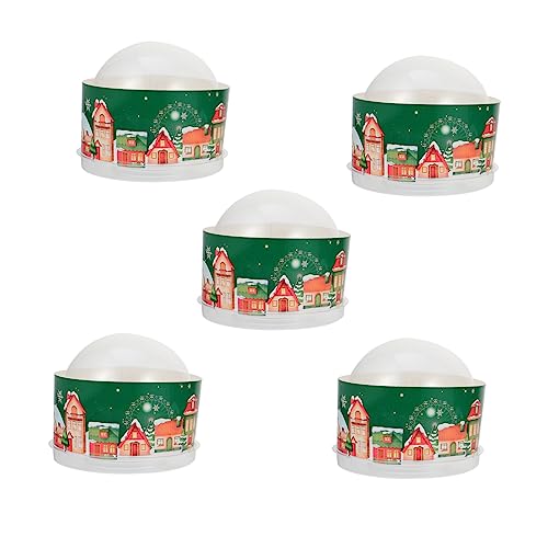 BUGUUYO 5 Sets Boxes Christmas Hug Bucket Plastic Cake Containers Mini Cake Box Clear Cake Stand Dessert Box Christmas Clear Dessert Boxes Clear Plastic Cake Box Handy Gift Case Gift Box