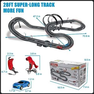 Losbenco Slot Car Race Track Sets, Battery or Electric Race Car Track with 2 High-Speed Slot Cars, 2 Electric Controller and 2 Manual Controller Circular Overpass Track, Gift for Kids Ages 6 7 8-12