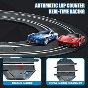 Losbenco Slot Car Race Track Sets, Battery or Electric Race Car Track with 2 High-Speed Slot Cars, 2 Electric Controller and 2 Manual Controller Circular Overpass Track, Gift for Kids Ages 6 7 8-12