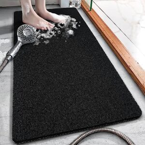 lochas shower mat non slip bathtub mats 24 x 16 inch, soft loofah bath mat for bathroom, bath tub, shower floor, dry fast, black