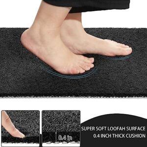 LOCHAS Shower Mat Non Slip Bathtub Mats 24 x 16 Inch, Soft Loofah Bath Mat for Bathroom, Bath Tub, Shower Floor, Dry Fast, Black