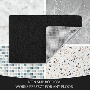 LOCHAS Shower Mat Non Slip Bathtub Mats 24 x 16 Inch, Soft Loofah Bath Mat for Bathroom, Bath Tub, Shower Floor, Dry Fast, Black