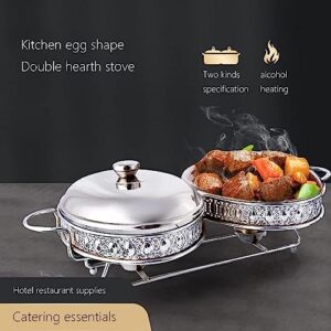 XENITE Food Heater - Buffet Server and Heater, Burner to Keep Food Warm, Hot Pot Buffet Set with Toughened Glass Lid, Clear Lid Server Hot Pot Buffet Set,(Size:2L,Color:Silver)