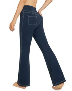 g4free bootcut yoga casual pants for women with pockets flare jeans jeggings lounge pants (navy,m)