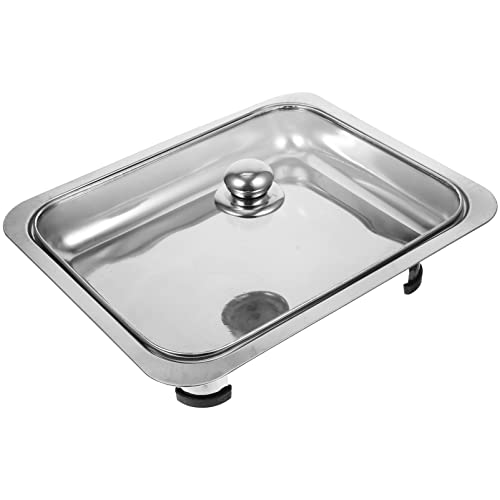 Buffet Food Holder Chafing Dish Buffet Set Rectangular Stainless Steel Chafing Dishes with Glass Lid and Holder Food Warming Tray for Parties Weddings Banquets Events