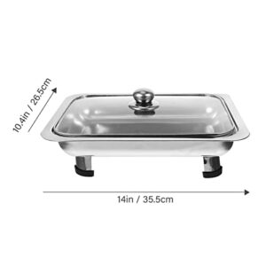 Buffet Food Holder Chafing Dish Buffet Set Rectangular Stainless Steel Chafing Dishes with Glass Lid and Holder Food Warming Tray for Parties Weddings Banquets Events