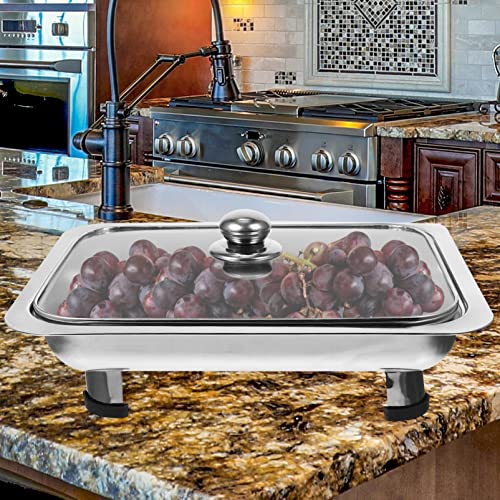 Buffet Food Holder Chafing Dish Buffet Set Rectangular Stainless Steel Chafing Dishes with Glass Lid and Holder Food Warming Tray for Parties Weddings Banquets Events