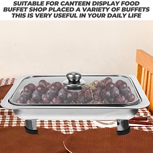 Buffet Food Holder Chafing Dish Buffet Set Rectangular Stainless Steel Chafing Dishes with Glass Lid and Holder Food Warming Tray for Parties Weddings Banquets Events