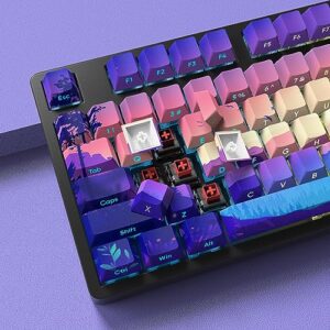 JSJT PBT Keycaps-Side Printed Translucent Keycaps,Multi-Coloured Style Shine Through Custom Keycaps,124 Keys Cherry Profile Keycap Set for Cherry MX Switches Mechanical Keyboards