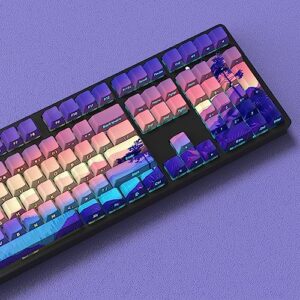 JSJT PBT Keycaps-Side Printed Translucent Keycaps,Multi-Coloured Style Shine Through Custom Keycaps,124 Keys Cherry Profile Keycap Set for Cherry MX Switches Mechanical Keyboards