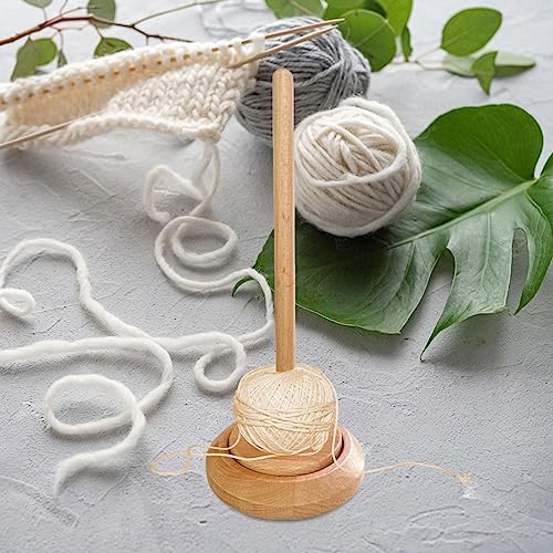 DYNWAVE Solid Wood Yarn Ball Holder Embroidery Accessory Handmade Presents Double Shaft Wooden Wool String Dispenser for Grandmother Wife Beginners