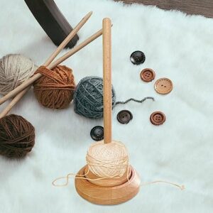 DYNWAVE Solid Wood Yarn Ball Holder Embroidery Accessory Handmade Presents Double Shaft Wooden Wool String Dispenser for Grandmother Wife Beginners