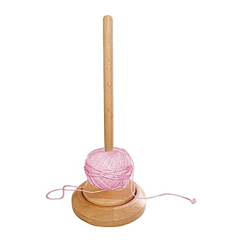 DYNWAVE Solid Wood Yarn Ball Holder Embroidery Accessory Handmade Presents Double Shaft Wooden Wool String Dispenser for Grandmother Wife Beginners