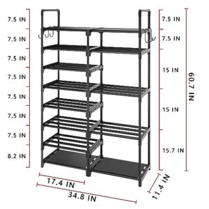 COAPUKT 8 Tiers Metal Shoe Rack Organizer 26-32 Pairs Shoe Tower Unit Shelf,Tall Shoe Storage,Shoe Holder,Shoe Stand,Lager Shoe Storage Organizer for Closet Door, Entryway(Black)