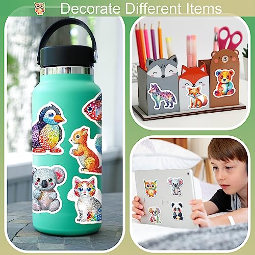 ViKiVi 100 Pcs Cute Animal Stickers, Diamond Art Animal Aesthetic Stickers for Kids Teens Adults, Waterproof Water Bottle Stickers Laptop Stickers, Cool Animal Sticker Pack