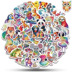 vikivi 100 pcs cute animal stickers, diamond art animal aesthetic stickers for kids teens adults, waterproof water bottle stickers laptop stickers, cool animal sticker pack