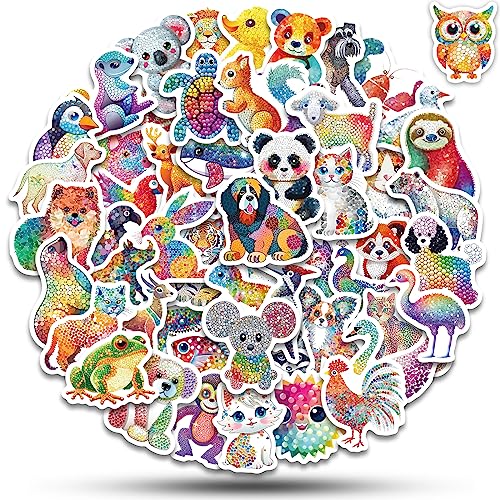 ViKiVi 100 Pcs Cute Animal Stickers, Diamond Art Animal Aesthetic Stickers for Kids Teens Adults, Waterproof Water Bottle Stickers Laptop Stickers, Cool Animal Sticker Pack