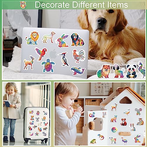 ViKiVi 100 Pcs Cute Animal Stickers, Diamond Art Animal Aesthetic Stickers for Kids Teens Adults, Waterproof Water Bottle Stickers Laptop Stickers, Cool Animal Sticker Pack