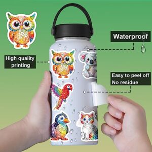 ViKiVi 100 Pcs Cute Animal Stickers, Diamond Art Animal Aesthetic Stickers for Kids Teens Adults, Waterproof Water Bottle Stickers Laptop Stickers, Cool Animal Sticker Pack