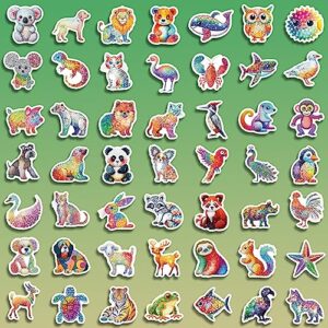 ViKiVi 100 Pcs Cute Animal Stickers, Diamond Art Animal Aesthetic Stickers for Kids Teens Adults, Waterproof Water Bottle Stickers Laptop Stickers, Cool Animal Sticker Pack