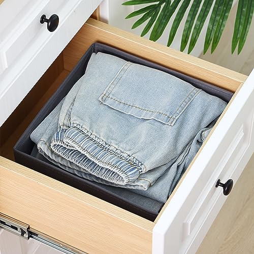 Fixwal 10 Pack Dresser Drawer Organizer for Clothing, Closet Organizers and Storage Box Foldable Fabric Drawer Dividers for Clothes Underwear Socks Bra Scarves Ties (Grey)