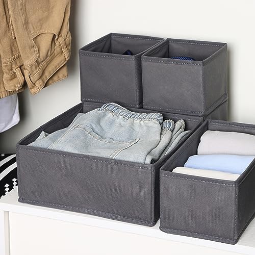 Fixwal 10 Pack Dresser Drawer Organizer for Clothing, Closet Organizers and Storage Box Foldable Fabric Drawer Dividers for Clothes Underwear Socks Bra Scarves Ties (Grey)