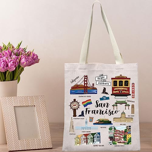 BWWKTOP San Francisco Canvas Tote Bag San Francisco Souvenirs Gifts San Francisco Shoulder Bag San Francisco Grocery Bag (San Francisco)