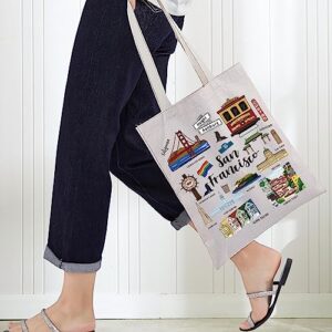 BWWKTOP San Francisco Canvas Tote Bag San Francisco Souvenirs Gifts San Francisco Shoulder Bag San Francisco Grocery Bag (San Francisco)