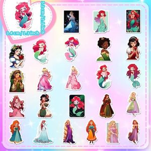 Cartoon Princess Stickers for Girls Kids 50PCS, Fairy Stickers Girl Stickers for Laptop Luggage Water Bottles Scrapbook Icicrim Waterproof Vinyl Decals