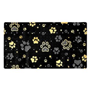 non-slip bathtub mats gold dog paw print and star prints soft bath tub bathroom shower mat for baby and adults, machine washable