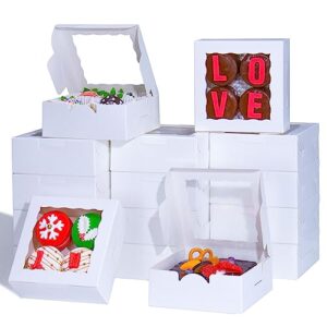 jcxgrvc 50pcs 5x5x2 inch bakery boxes chocolate covered strawberries boxes for 4 mini cake boxes cookies macaron boxes pie boxes browines boxes