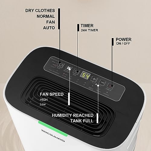 Dehumidifier 4000 Sq. Ft 50 Pint ,ROCSUMOO Dehumidifiers for Home Basements Bedroom with Drain Hose | Quiet Dehumidifier for Medium to Large Room | Dry Clothes Mode | Intelligent Humidity Control with 24HR Timer (White)