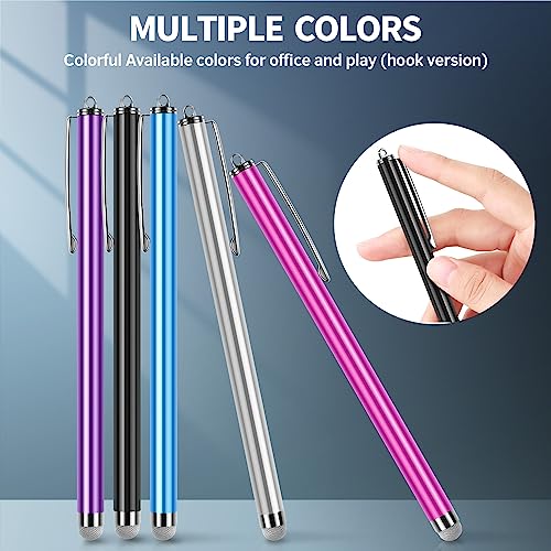 Long Stylus Pens for Touch Screens (5 Pack 185mm) High Sensitivity, Precision and No Scratches, Compatible with iPad, iPhone, Android, Tablets and More. Capacitive Touchscreen Stylist Mesh Fiber Tips