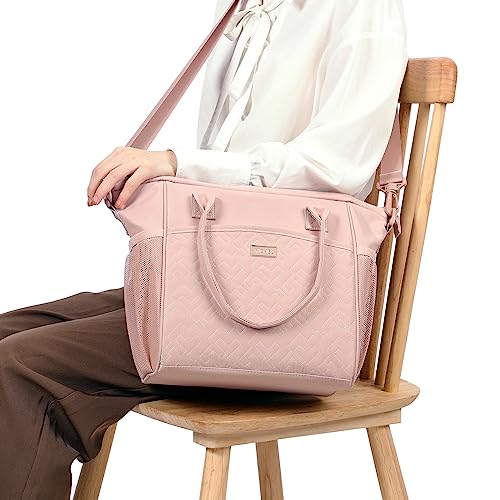 NISHEL Lunch Box for Women with Adjustable Shoulder Strap, Portable & Reusable Cooler Bag, Lunch Leak-proof Insulated Thermal Compartment, for Office Work Picnic Travel Gym, Pink