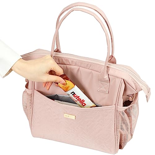 NISHEL Lunch Box for Women with Adjustable Shoulder Strap, Portable & Reusable Cooler Bag, Lunch Leak-proof Insulated Thermal Compartment, for Office Work Picnic Travel Gym, Pink