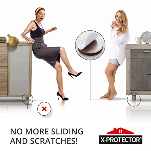 X-Protector Non Slip Furniture Pads for Hardwood Floors 32 PCS 2” - Round Anti Slip Furniture Pads - Self-Adhesive Rubber Furniture Pads Non Slip - Ideal Furniture Stoppers to Prevent Sliding!