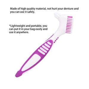 Denture Brush 2pcs Denture Toothbrushes,Cleaning Brush Double Sided Toothbrush with Multi Layered Bristles Rubber Anti Slip Handle for Denture Cleaning Care