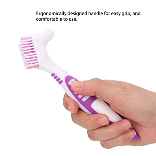 Denture Brush 2pcs Denture Toothbrushes,Cleaning Brush Double Sided Toothbrush with Multi Layered Bristles Rubber Anti Slip Handle for Denture Cleaning Care