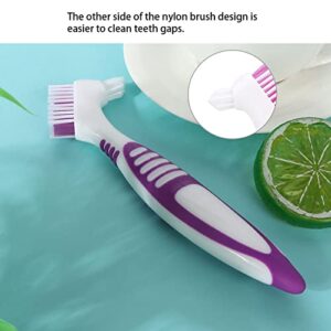 Denture Brush 2pcs Denture Toothbrushes,Cleaning Brush Double Sided Toothbrush with Multi Layered Bristles Rubber Anti Slip Handle for Denture Cleaning Care