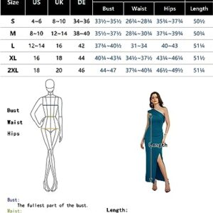 One Shoulder Long Formal Dresses for Women Wedding Guest Wine Red Thigh Split Dress Ruched Bodycon Prom Dress M