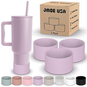 jmoe usa 3-pack boot sleeve covers for simple modern 40oz & 30oz trek tumbler with handle | travel mug | protects against dents & scratches | fits summit bottles | soft silicone (lavender mist)