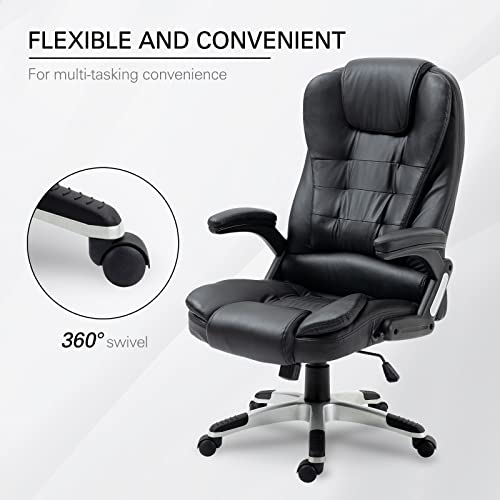 Belandi Office Massage Chair, Heated Office Chair Massage Desk Chair Ergonomic High Back Office Chair, 6-Point Vibration, Padded Armrest & Adjustable Height Chair for Office, Home, Study (Black)