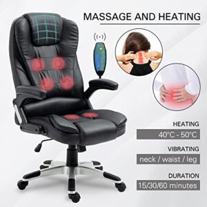 Belandi Office Massage Chair, Heated Office Chair Massage Desk Chair Ergonomic High Back Office Chair, 6-Point Vibration, Padded Armrest & Adjustable Height Chair for Office, Home, Study (Black)